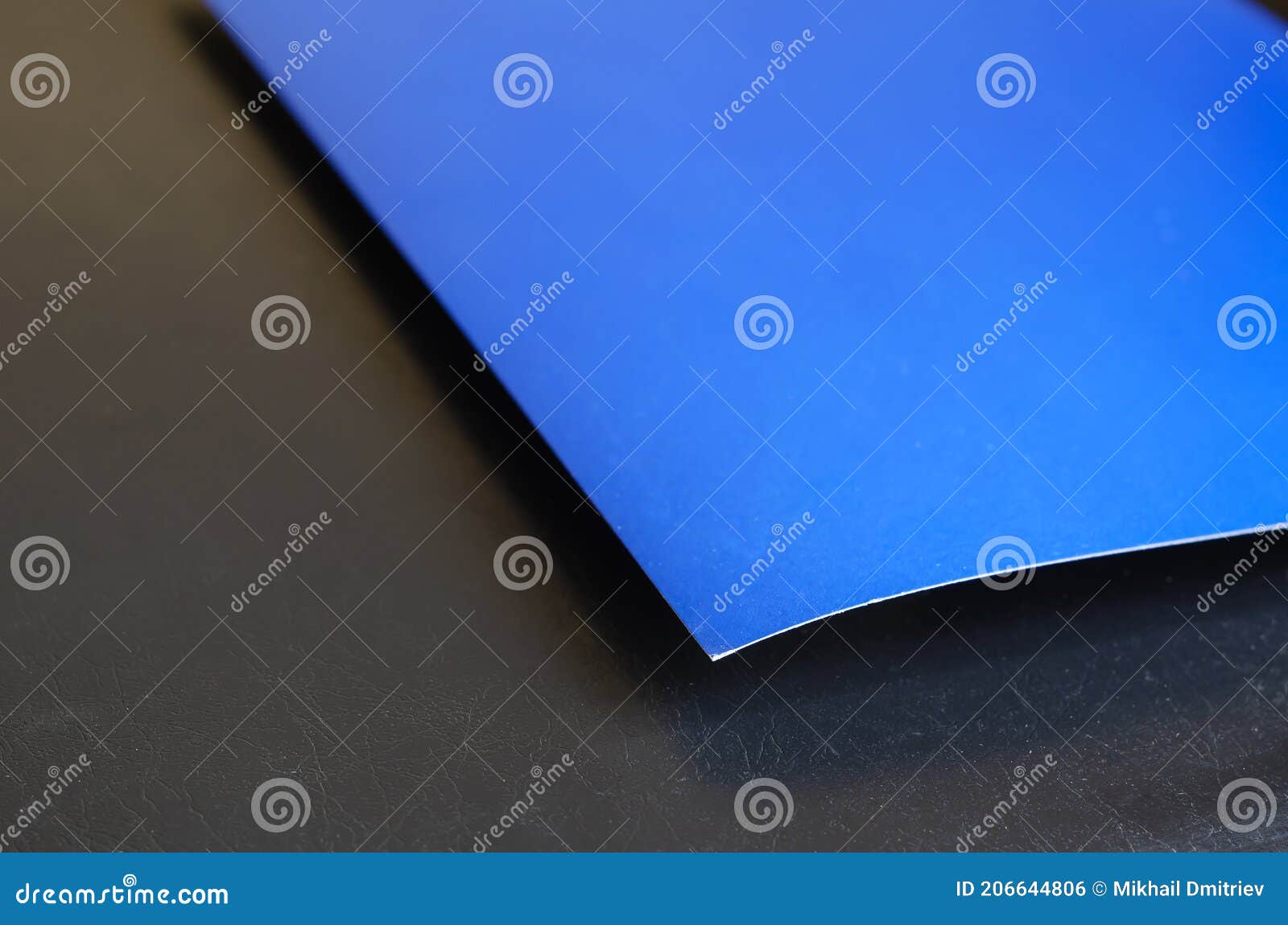 Rectangular Sheet of Blue Paper on a Black Background Stock Photo ...