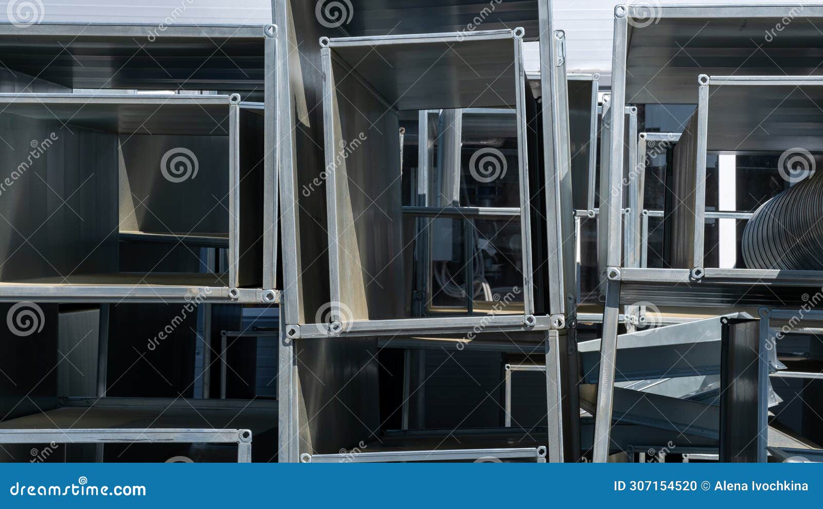 Rectangular Sheet Metal Duct in Industrial Production Warehouse ...