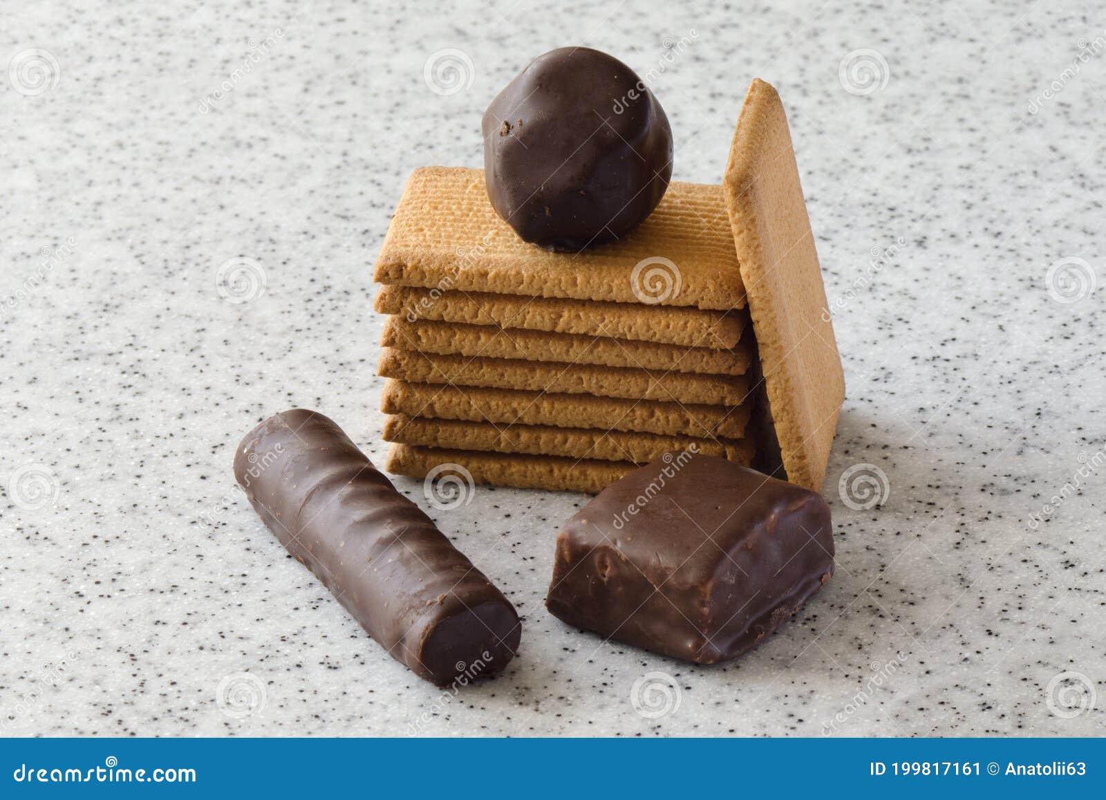 Rectangular Shortbread Cookies and Chocolates on a Light Marble Top ...