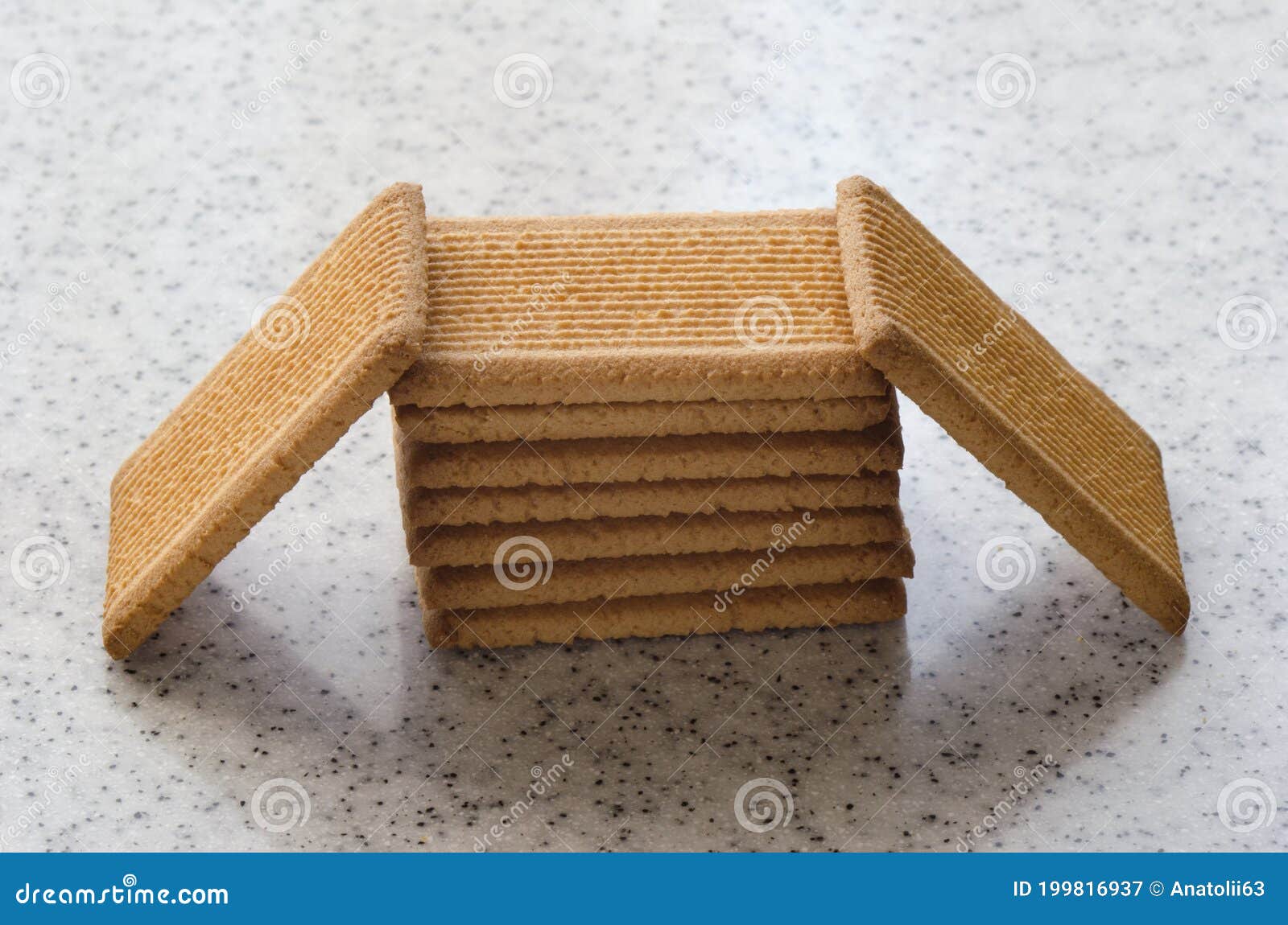 Rectangular Shortbread Cookies on a Light Marble Top. Homemade Baking ...
