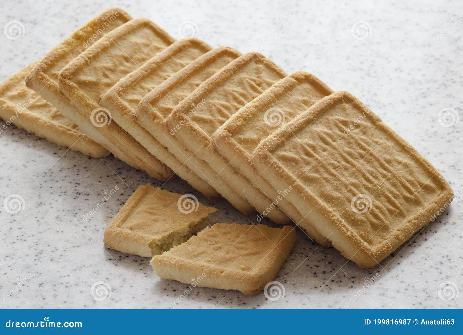 Rectangular Shortbread Cookies on a Light Marble Top. Homemade Baking ...