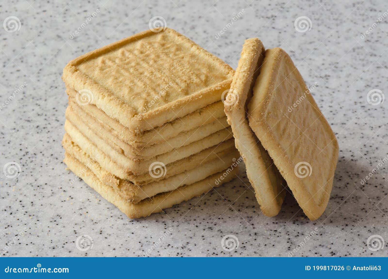 Rectangular Shortbread Cookies on a Light Marble Top. Homemade Baking ...