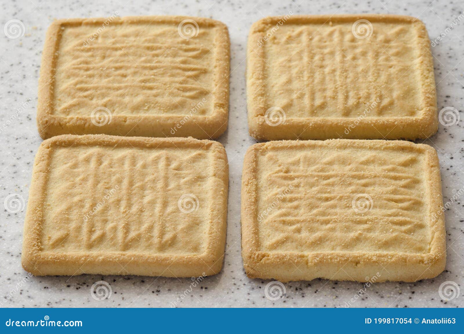 Rectangular Shortbread Cookies on a Light Marble Top. Homemade Baking ...
