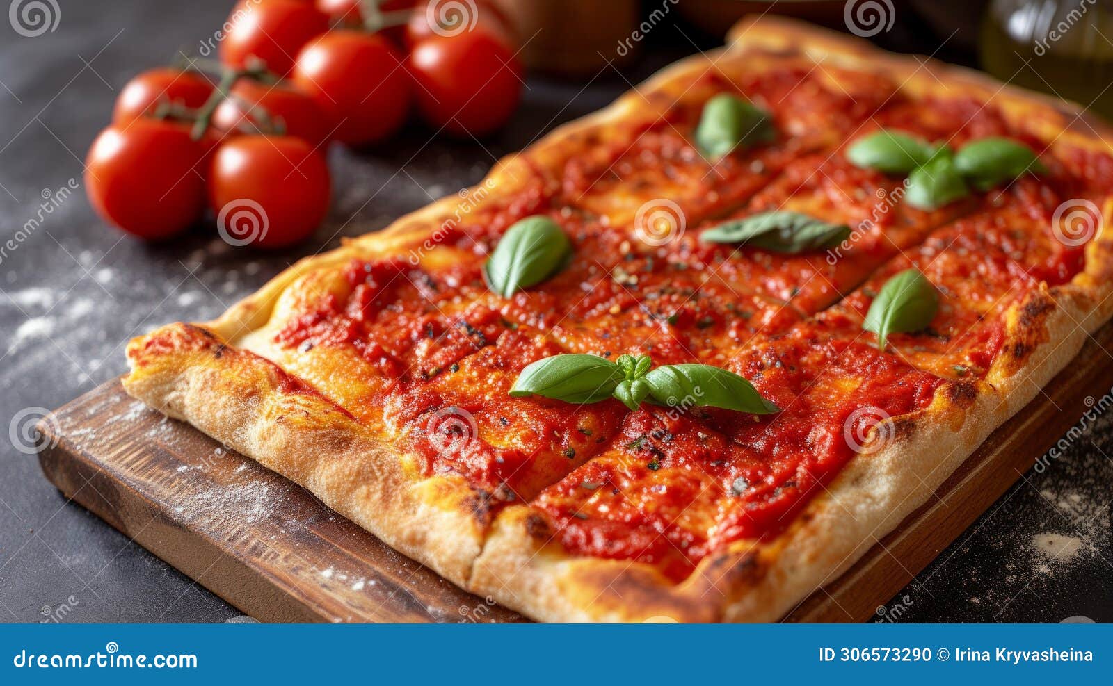 A Rectangular Sicilian Pizza with a Thick, Golden-brown Crust and ...