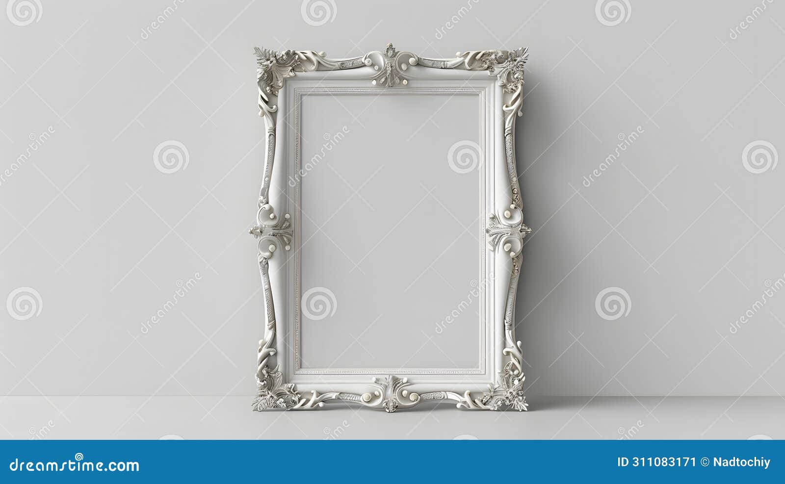 Rectangular Silver Picture Frame Decorates White Wall Stock Image ...