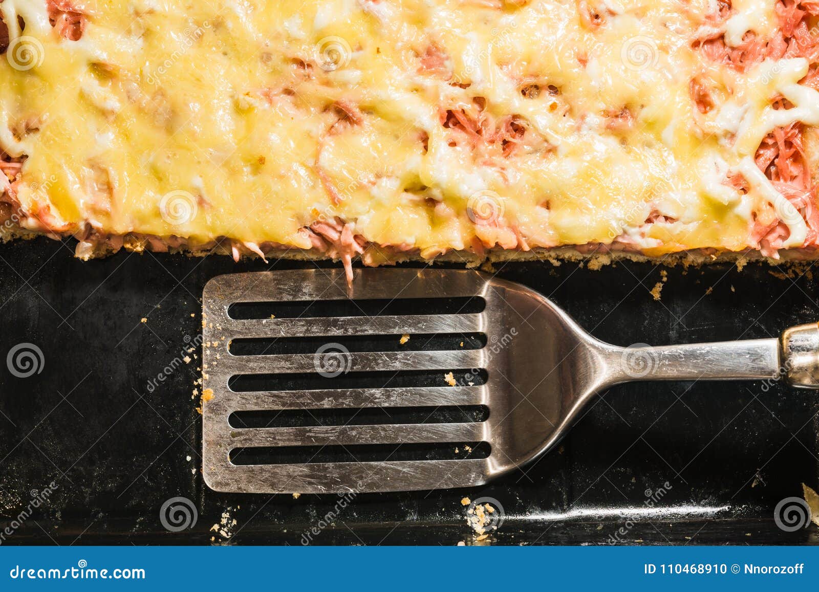 Rectangular Slice of Pizza on the Shoulder, Cooked at Home, Dish on a ...