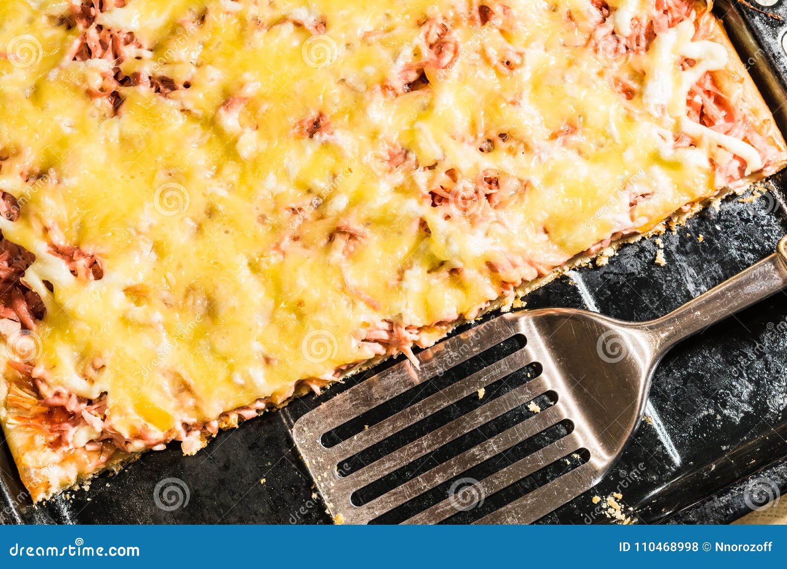 Rectangular Slice of Pizza on the Shoulder, Cooked at Home, Dish on a ...