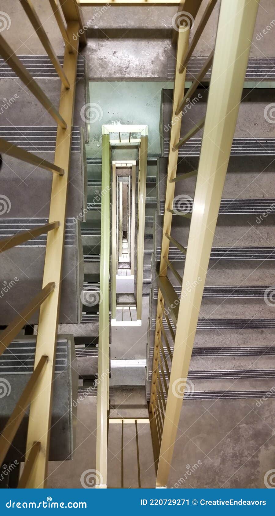 Rectangular Spiral Staircase Viewed Down Its Center Stock Image - Image ...