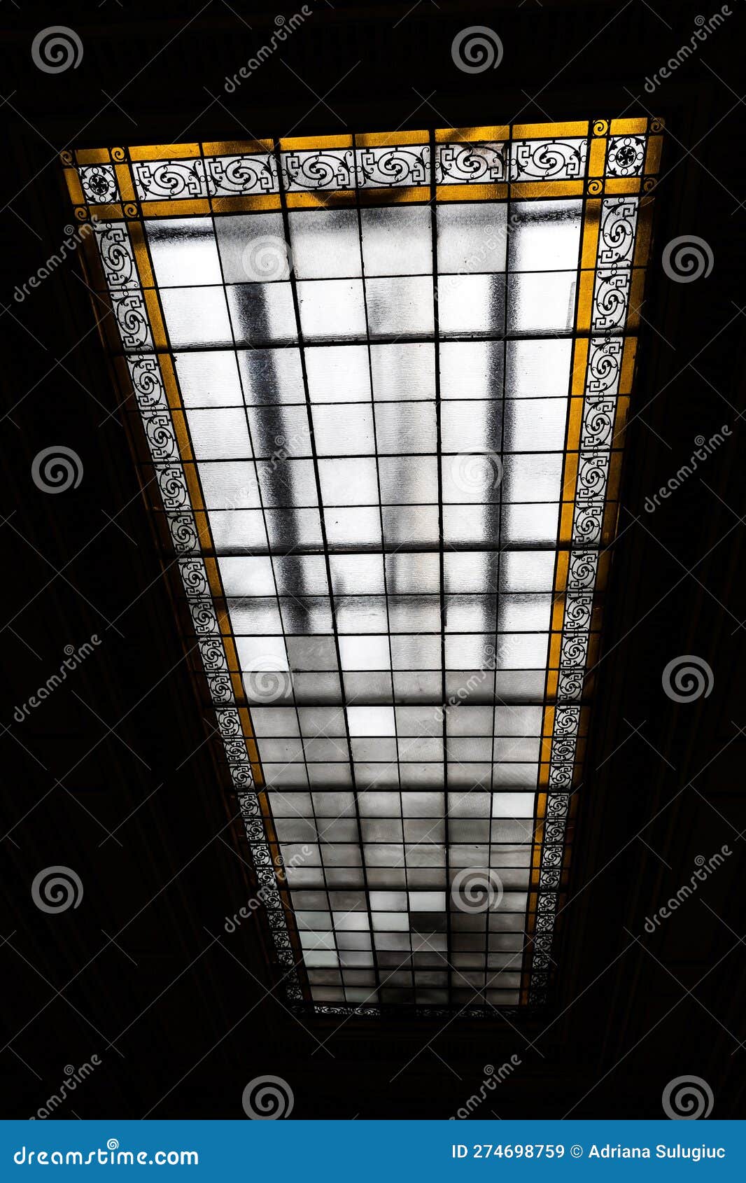 Rectangular Stained Glass in the Ceiling Stock Image - Image of ...