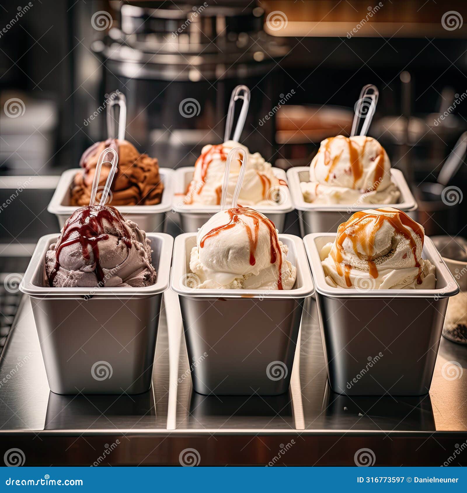 Rectangular Stainless Steel Containers with Different Sorts of Ice ...