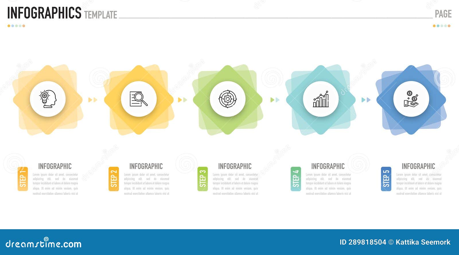 Rectangular 5 Steps Infographic for Business Presentation Stock Vector ...