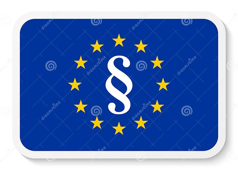 Rectangular Sticker Icon with the EU Flag and a Paragraph Mark, Law ...