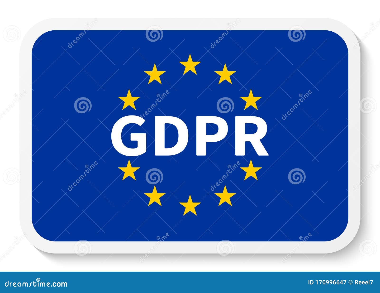 Rectangular Sticker Icon with the Flag of the EU and GDPR / General ...