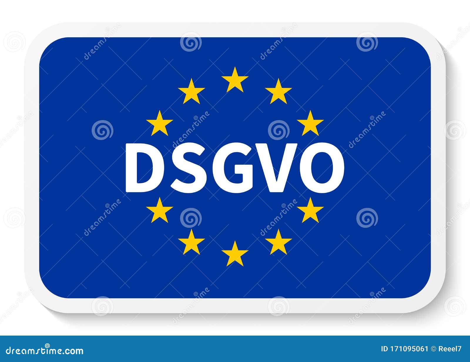 Rectangular Sticker Icon with the Flag of the EU and German Text DSGVO ...