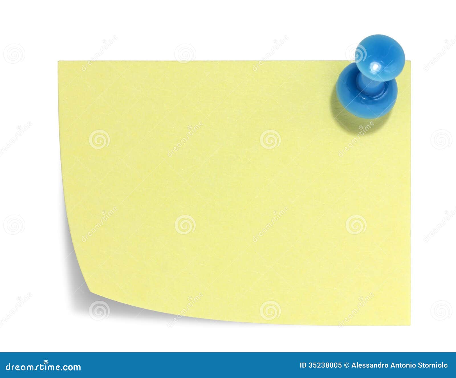 Rectangular Sticky Note with Blue Pin, and Shadow Stock Image - Image ...