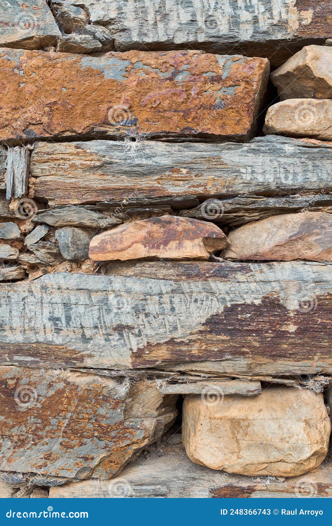 Rectangular Stone Wall in Ocher Tones Stock Image - Image of ocher ...