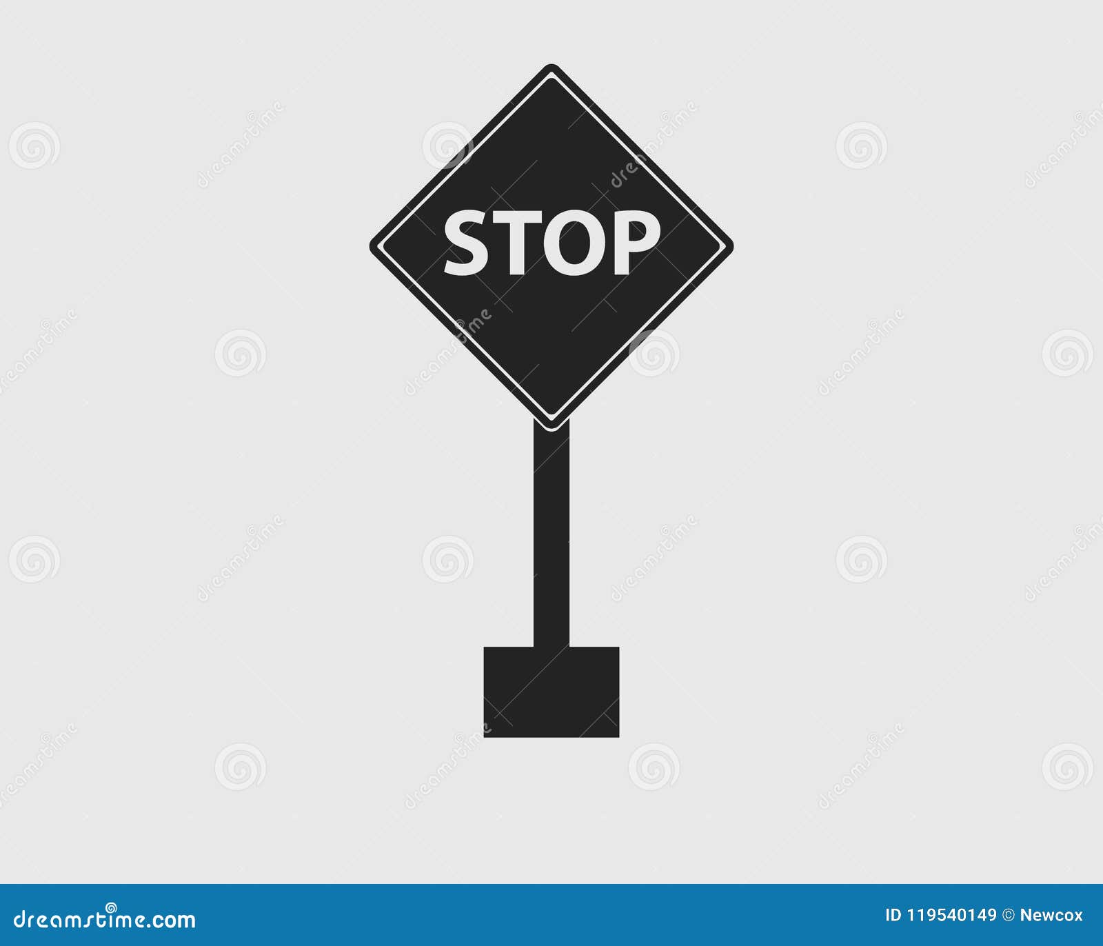 Rectangular Stop Sign of Highway Icon Stock Vector - Illustration of ...