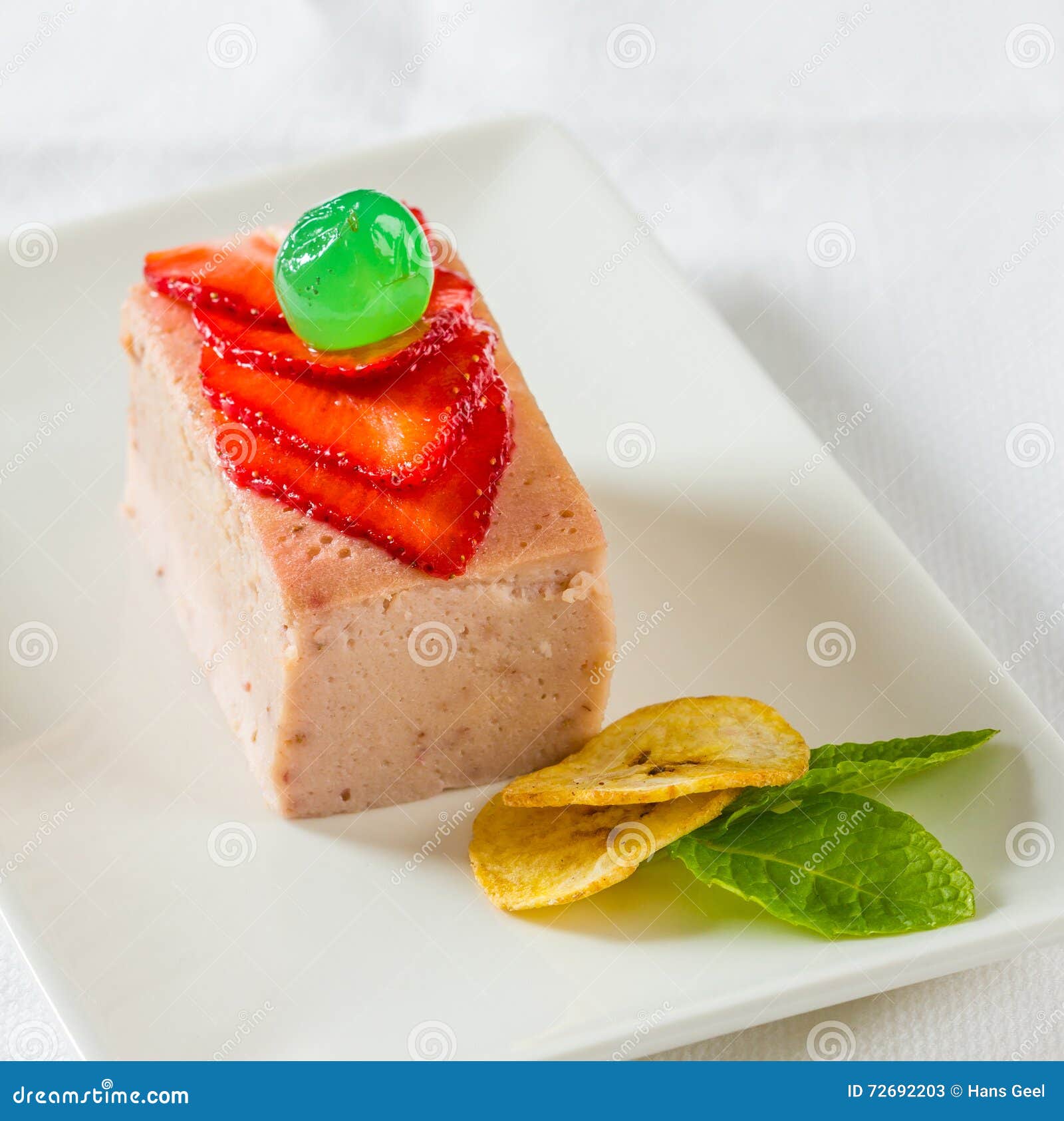 Rectangular Strawberry Pudding Stock Image - Image of pink, closeup ...