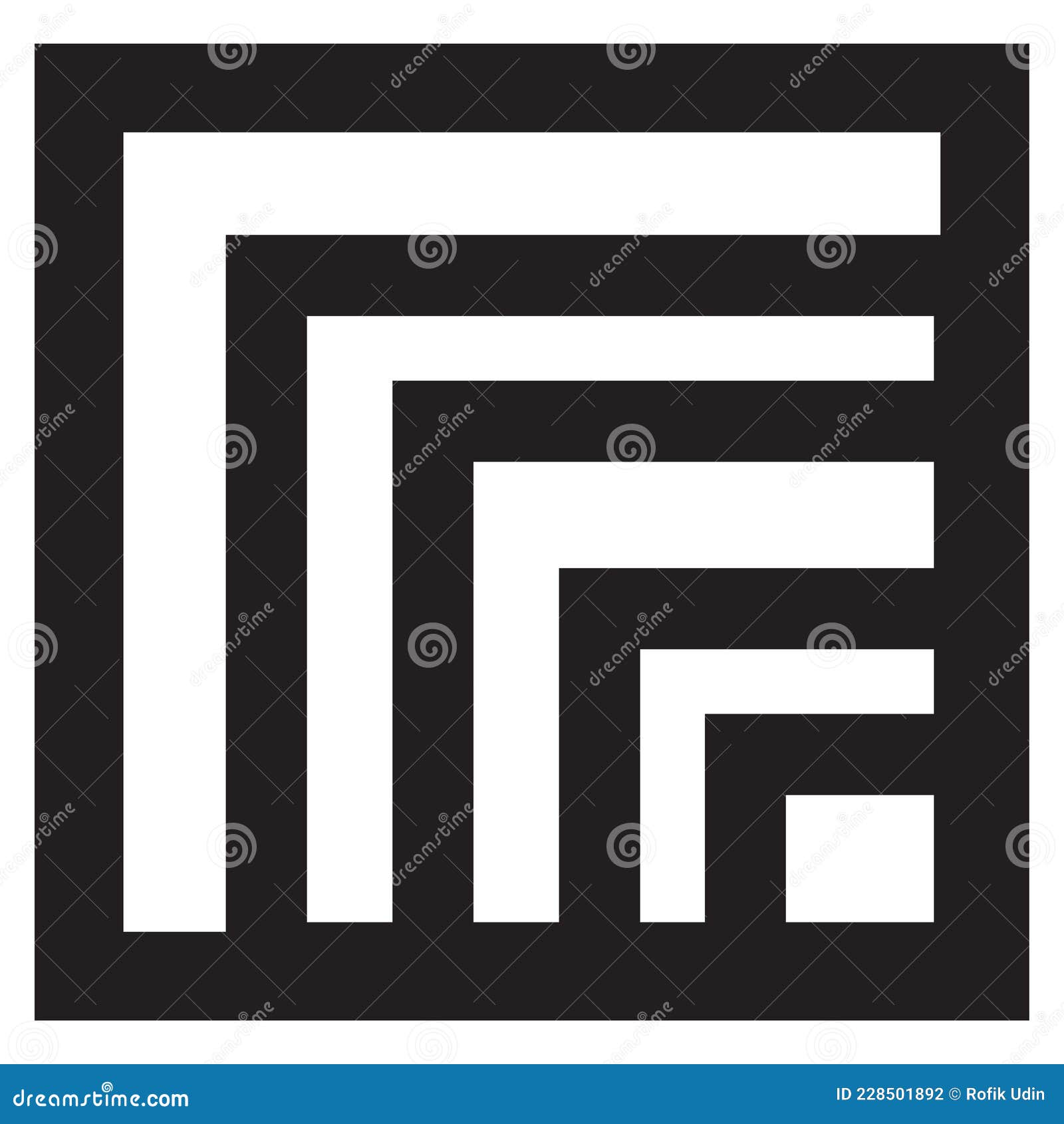 Rectangular Stroke with Expanding Screen, Line Drawing Style, Black and ...