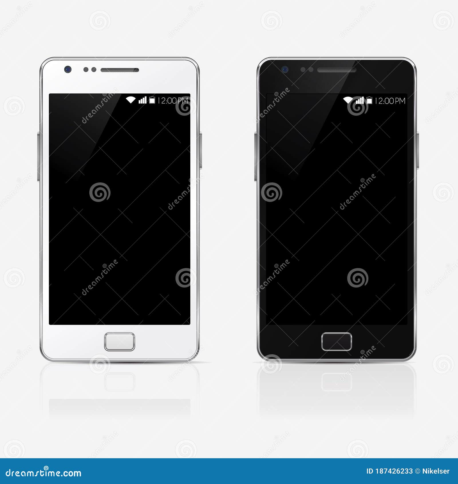 Rectangular Stylish Mobile White and Black Phone Isolated, Realistic ...