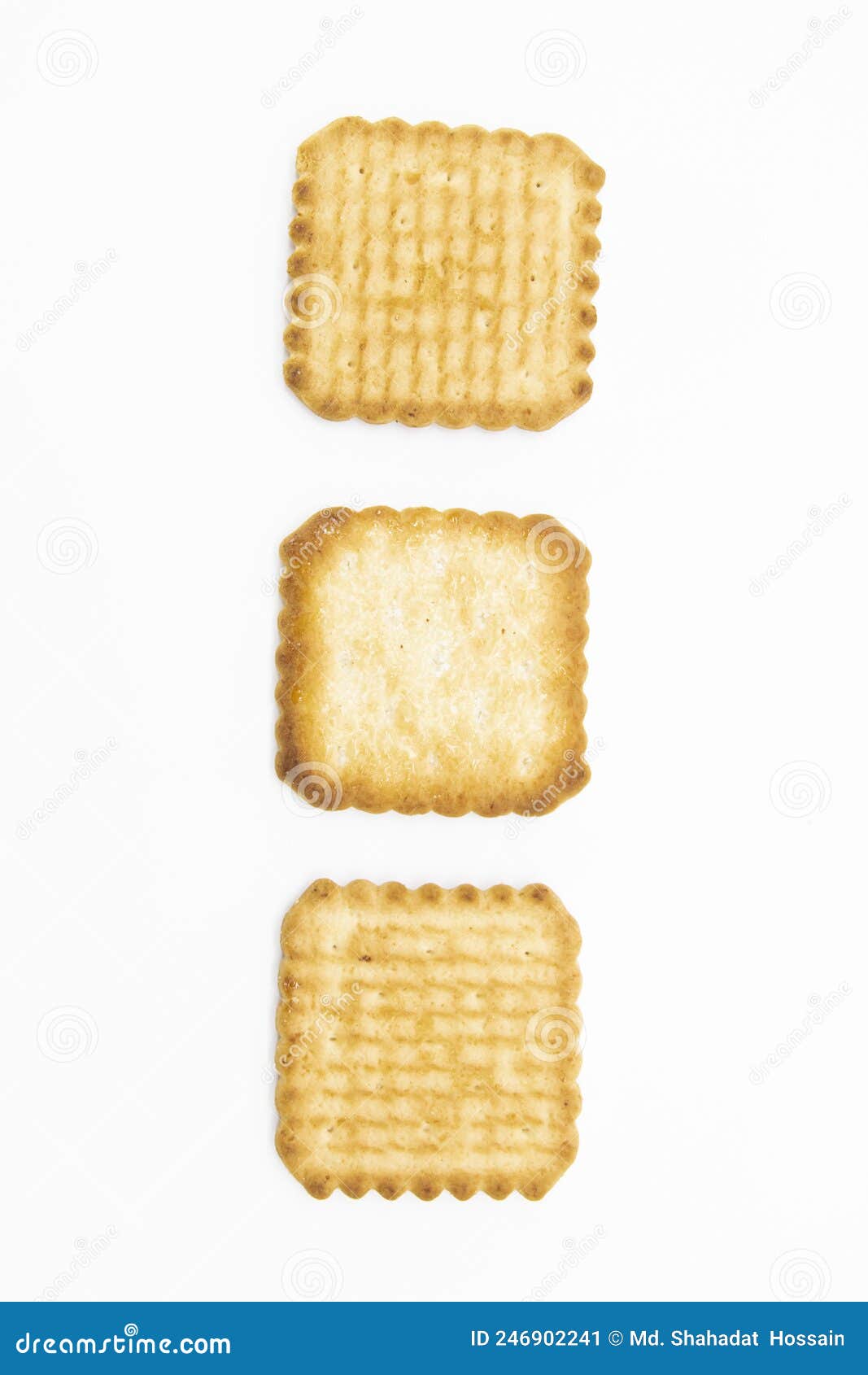 Rectangular Sugar Biscuit Isolated on White. Top View Stock Image ...