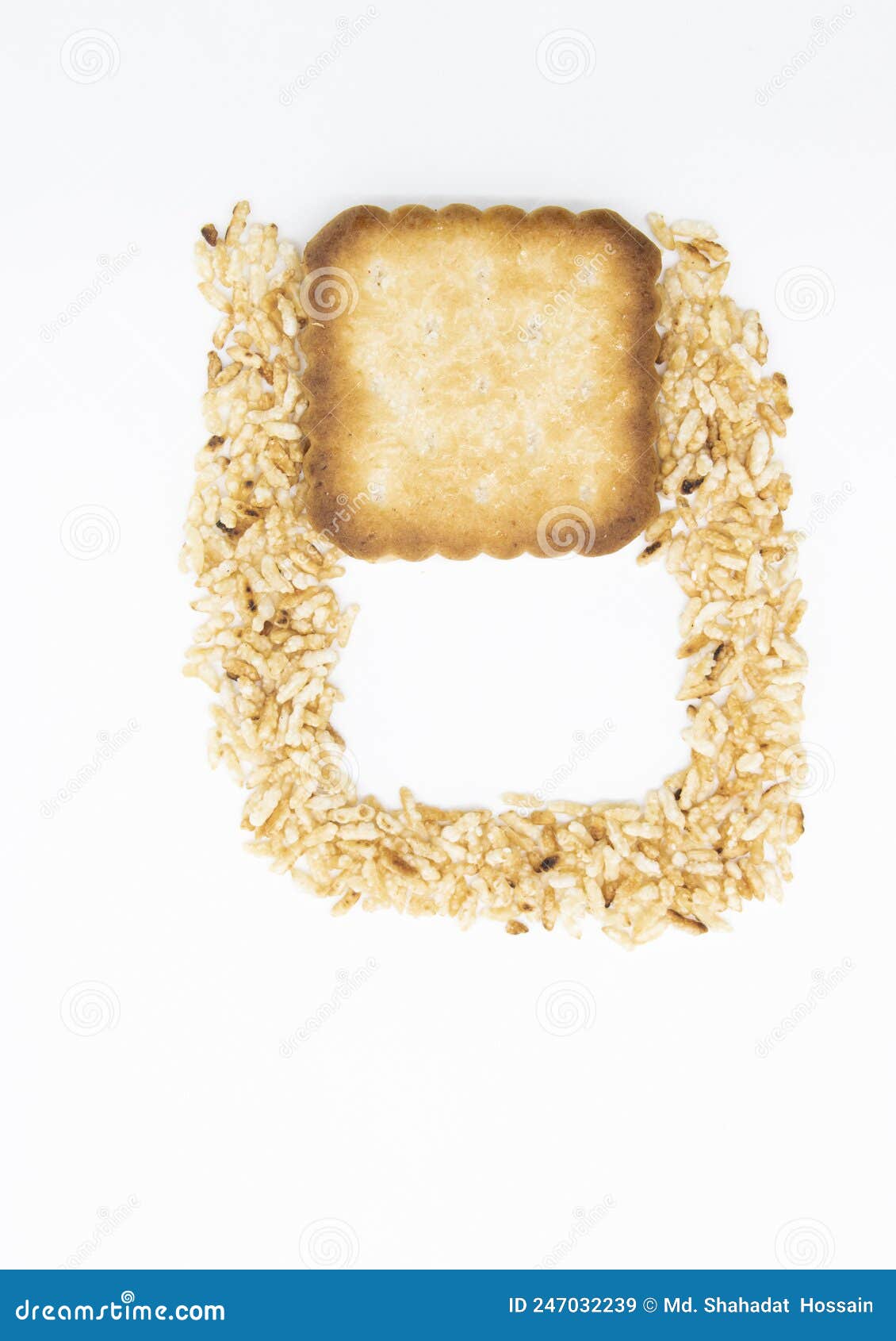 Rectangular Sugar Biscuit with Rice Design Isolated on White, Top View ...