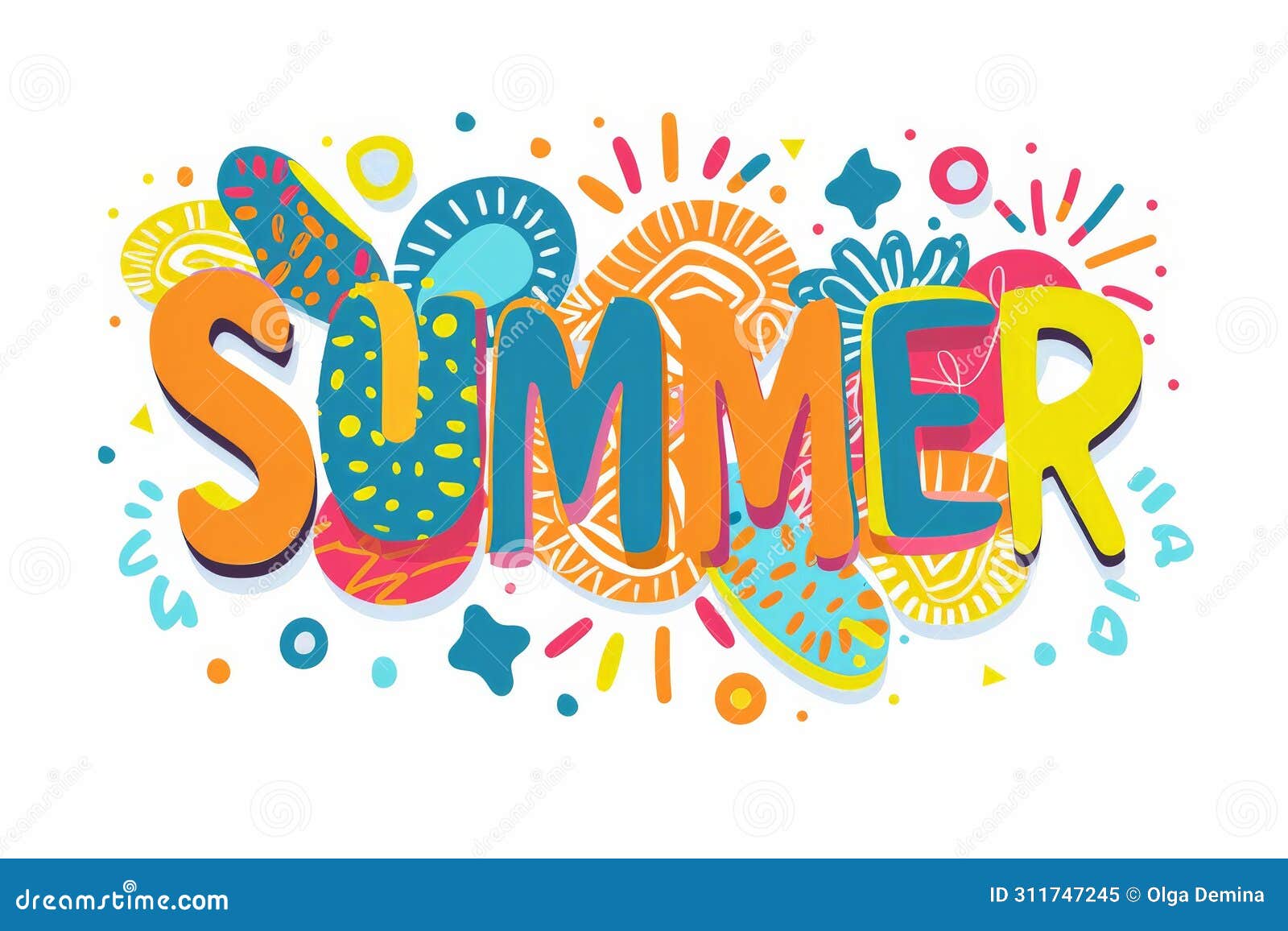 Rectangular Summer Logo in Electric Blue and Magenta on White ...