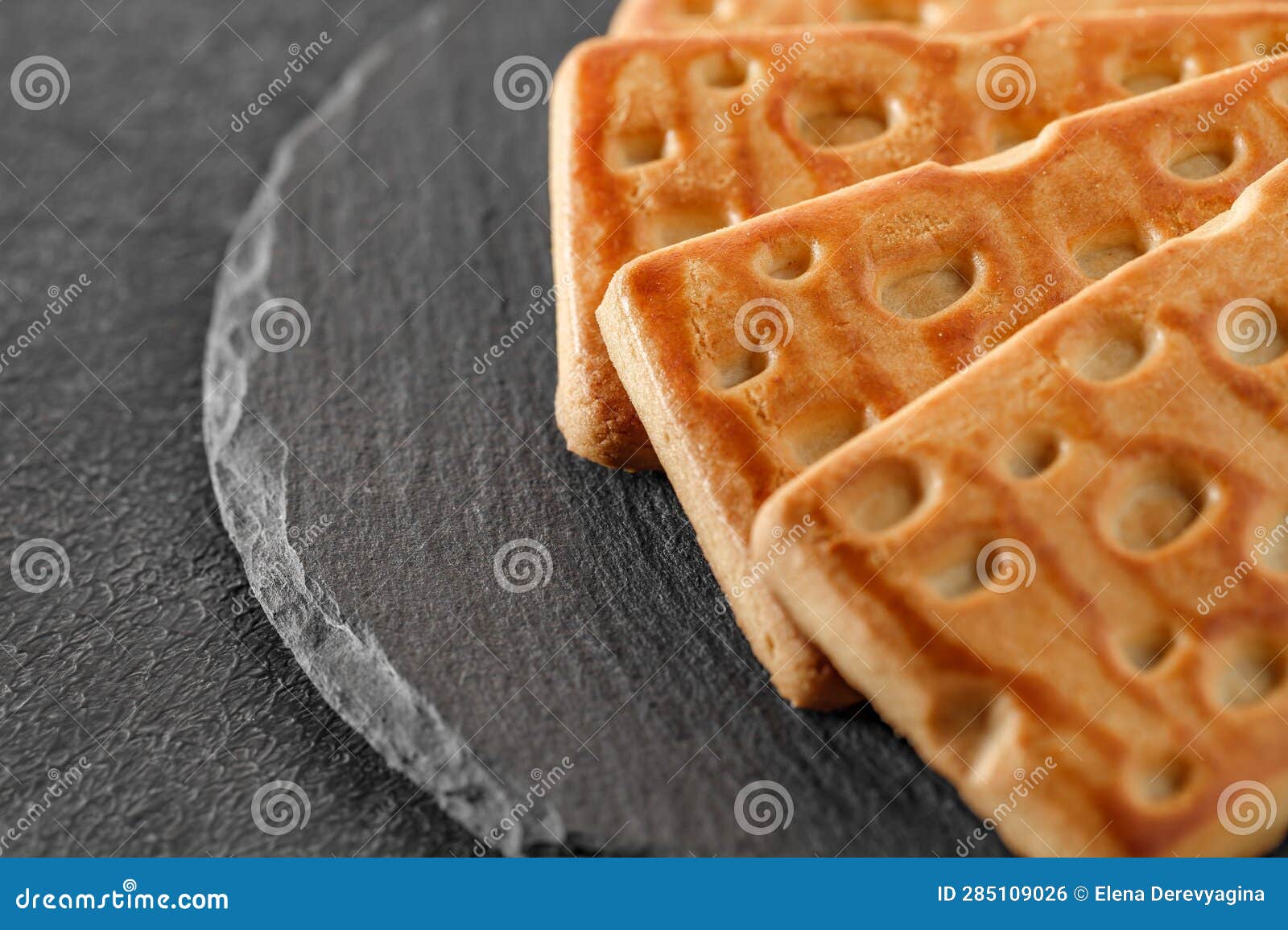 Rectangular Sweet Cookies Five Pieces Stacked One On One, Top View ...