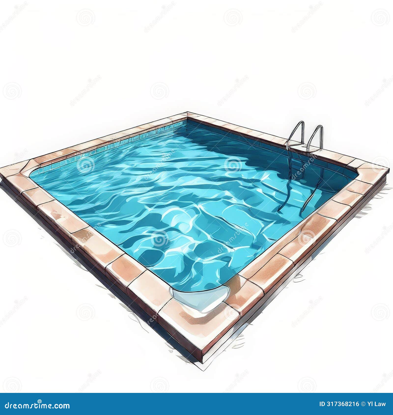 Rectangular Swimming Pool with Blue Water Isolated Stock Illustration ...