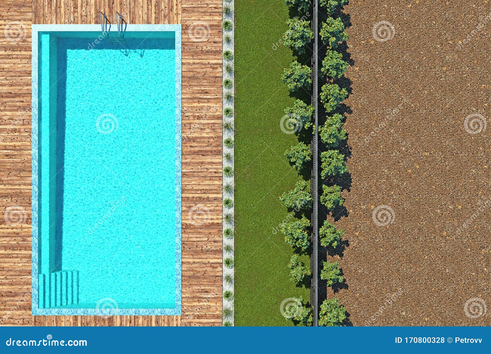 Rectangular Swimming Pool with Fence Top View Stock Illustration ...