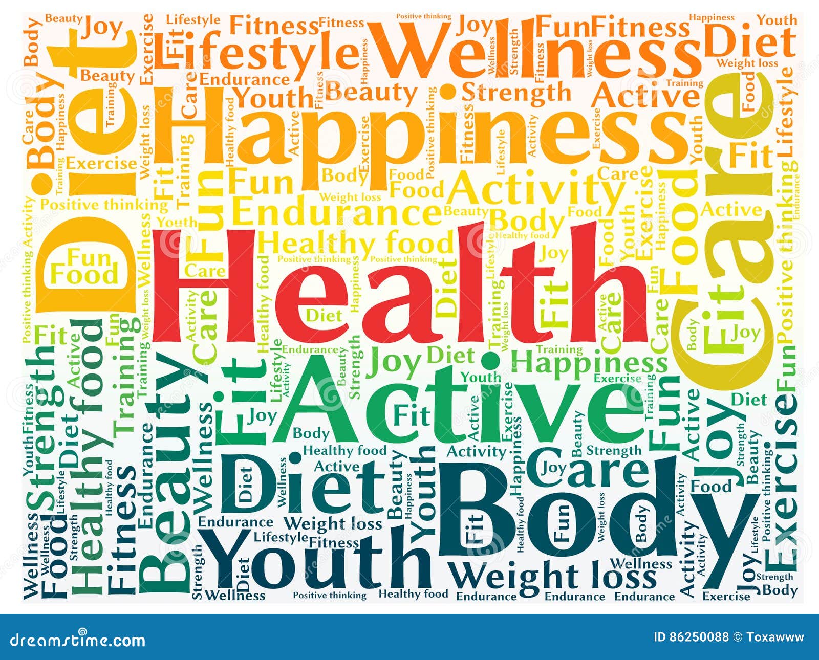 Rectangular Tag Cloud about Health Stock Illustration - Illustration of ...