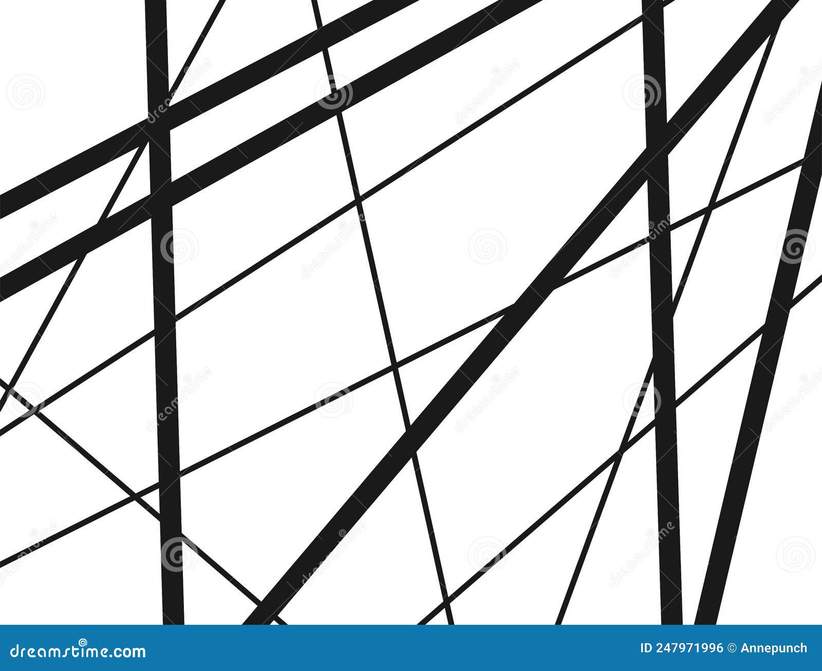 Rectangular Template with Chaotic Lines. Different Thickness. Black and ...