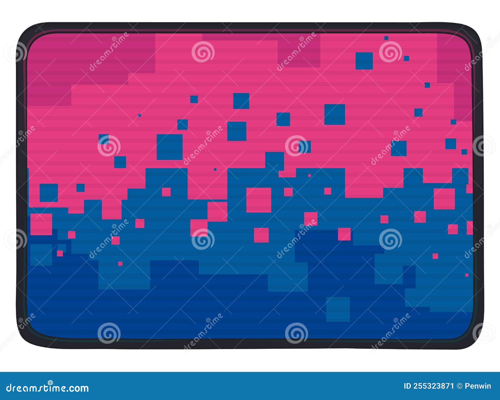 Rectangular Template with Rounded Corners and Pixelated Screen, Vector ...