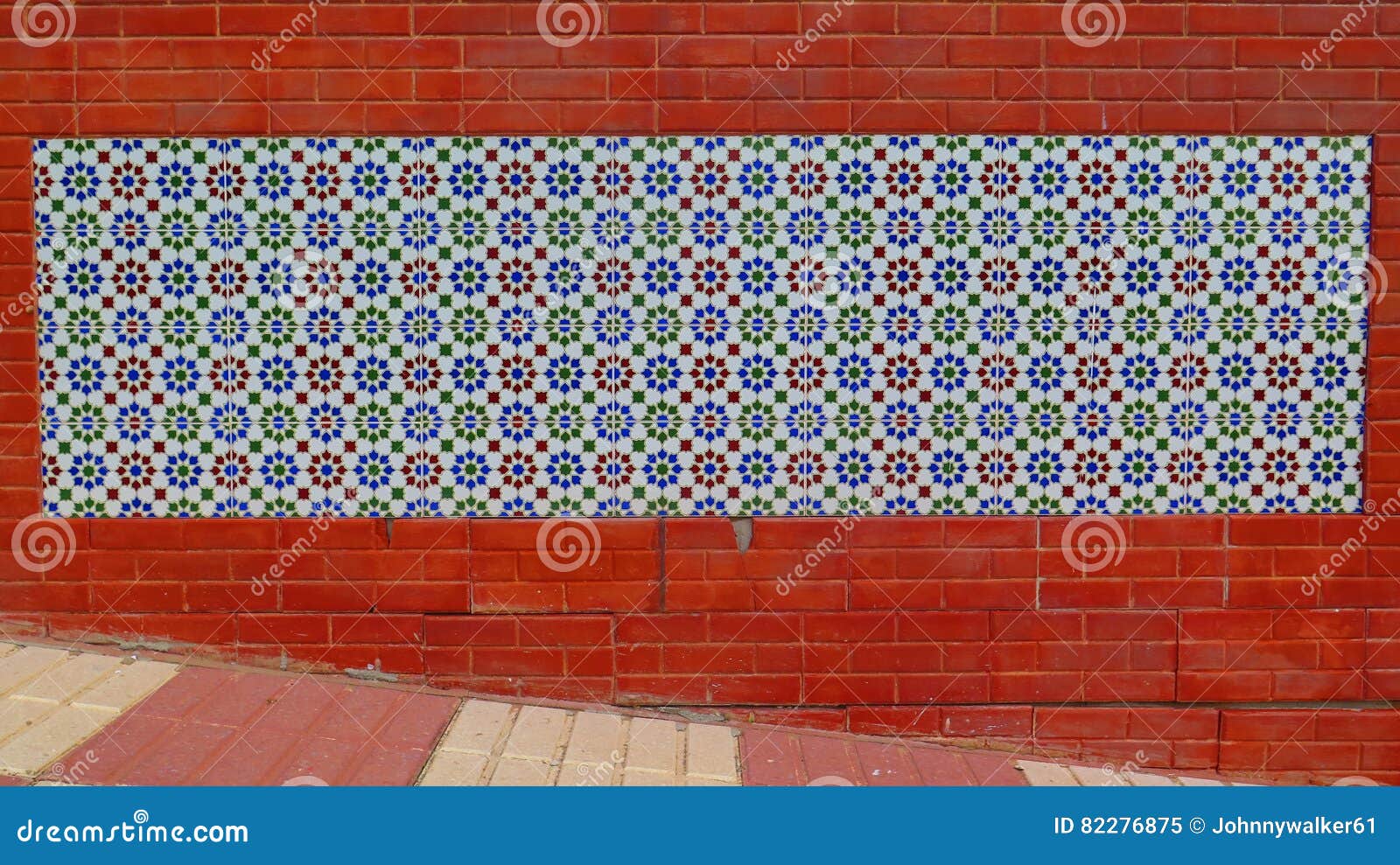 Rectangular Tiled Insert in Brick Wall Stock Image - Image of artistic ...