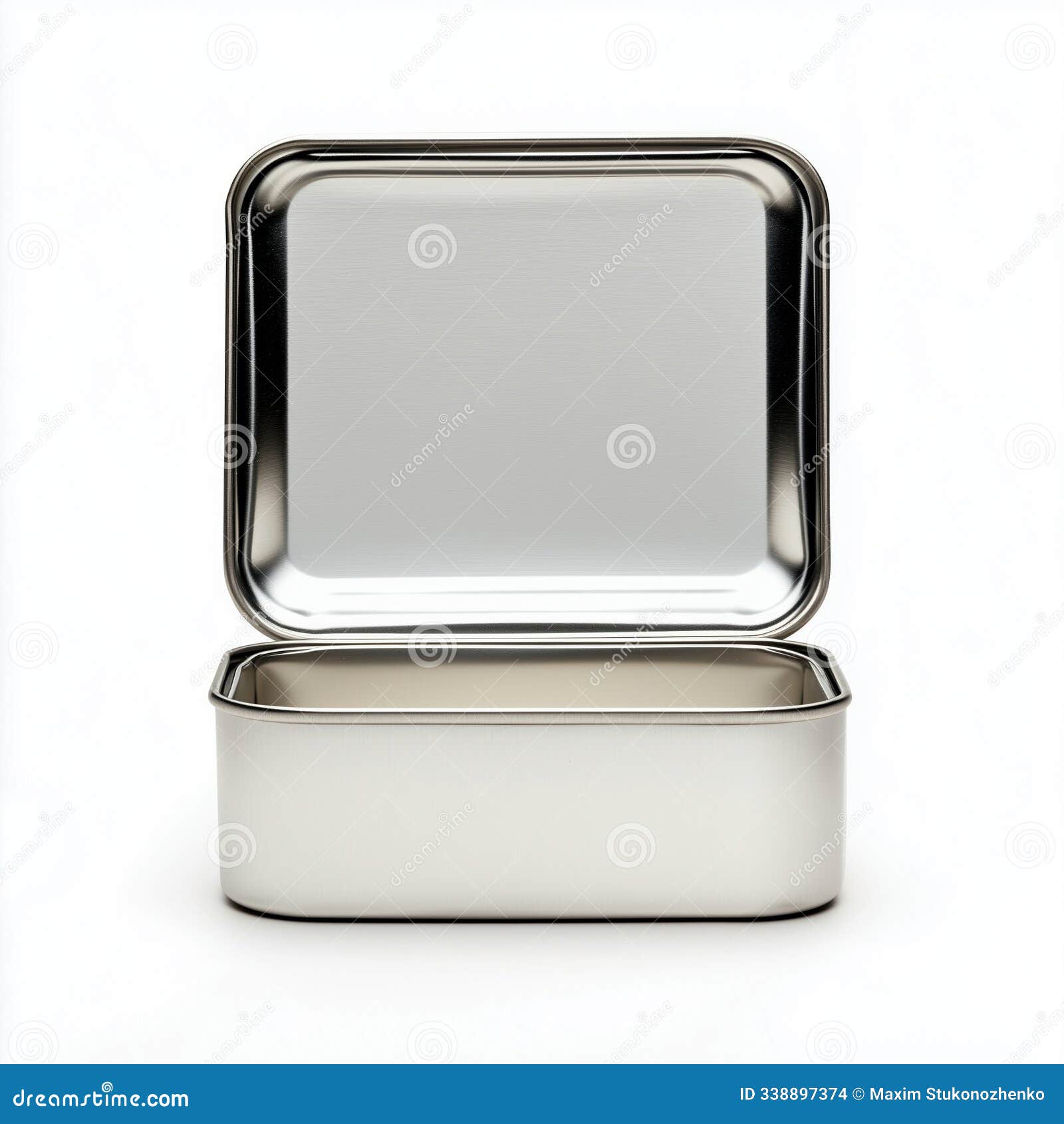 Rectangular Tin Box with an Open Lid. Metal Box for Various Purposes ...