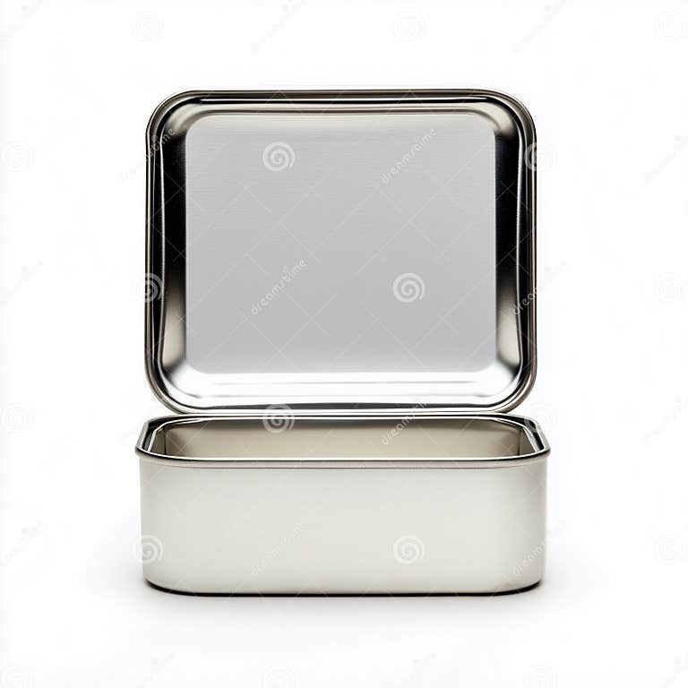 Rectangular Tin Box with an Open Lid. Metal Box for Various Purposes ...