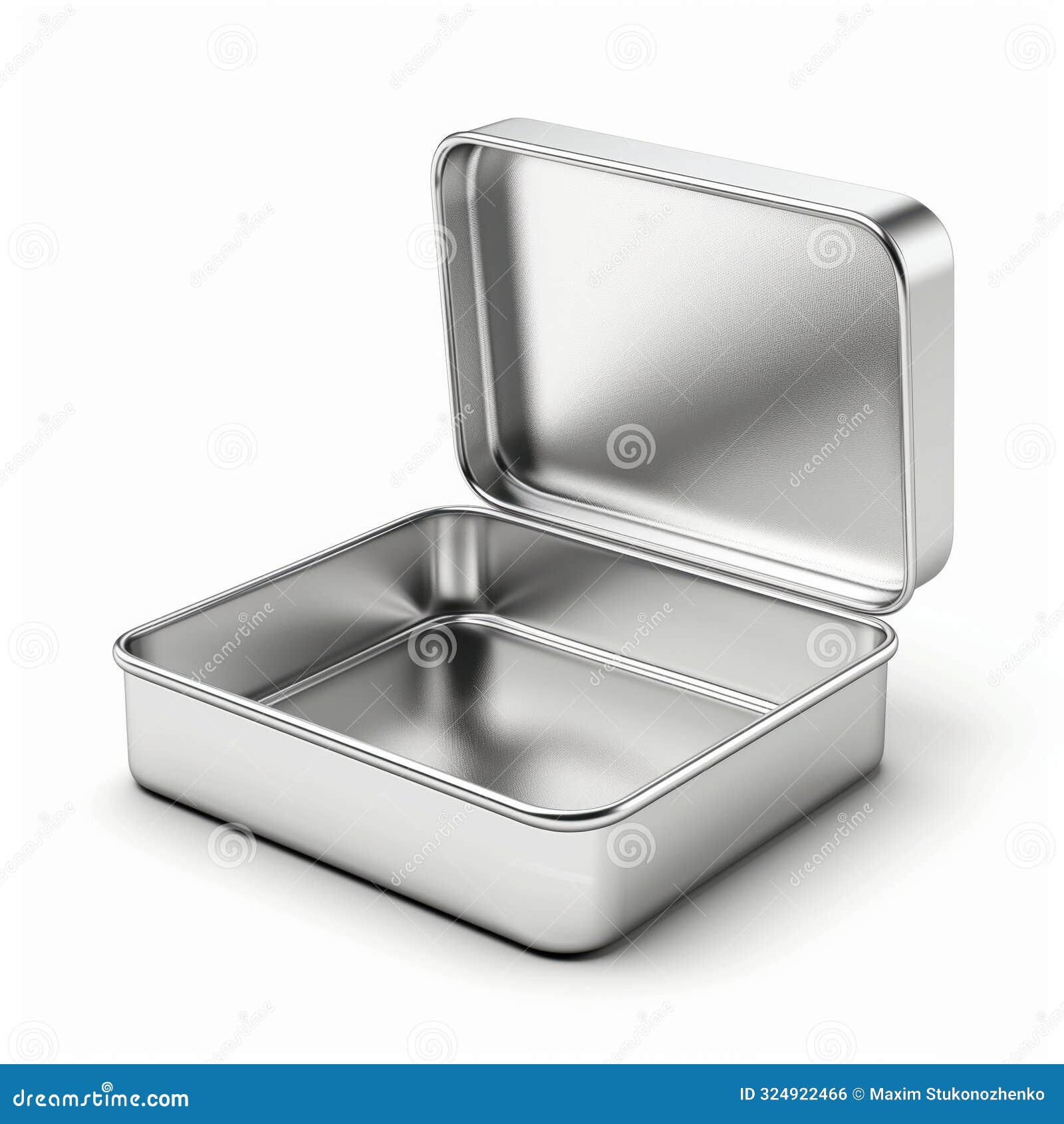 Rectangular Tin Box with an Open Lid. Metal Box for Various Purposes ...