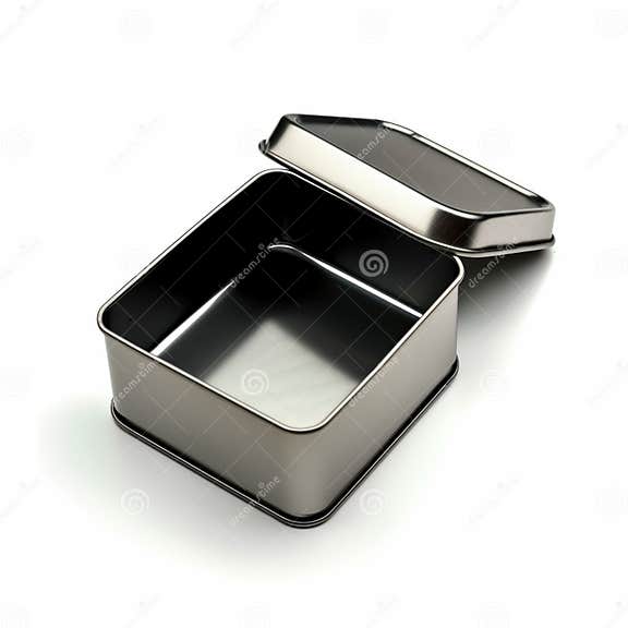 Rectangular Tin Box with an Open Lid. Metal Box for Various Purposes ...