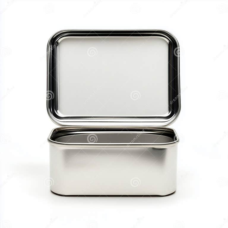 Rectangular Tin Box with an Open Lid. Metal Box for Various Purposes ...