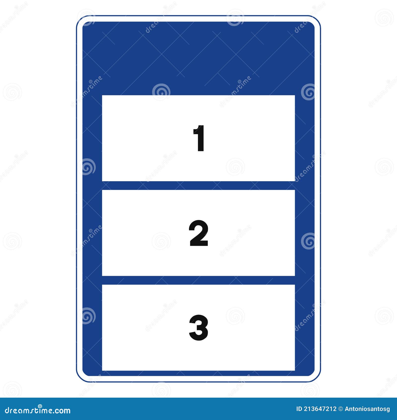 Rectangular Traffic Signal In Blue And White, Isolated On White ...