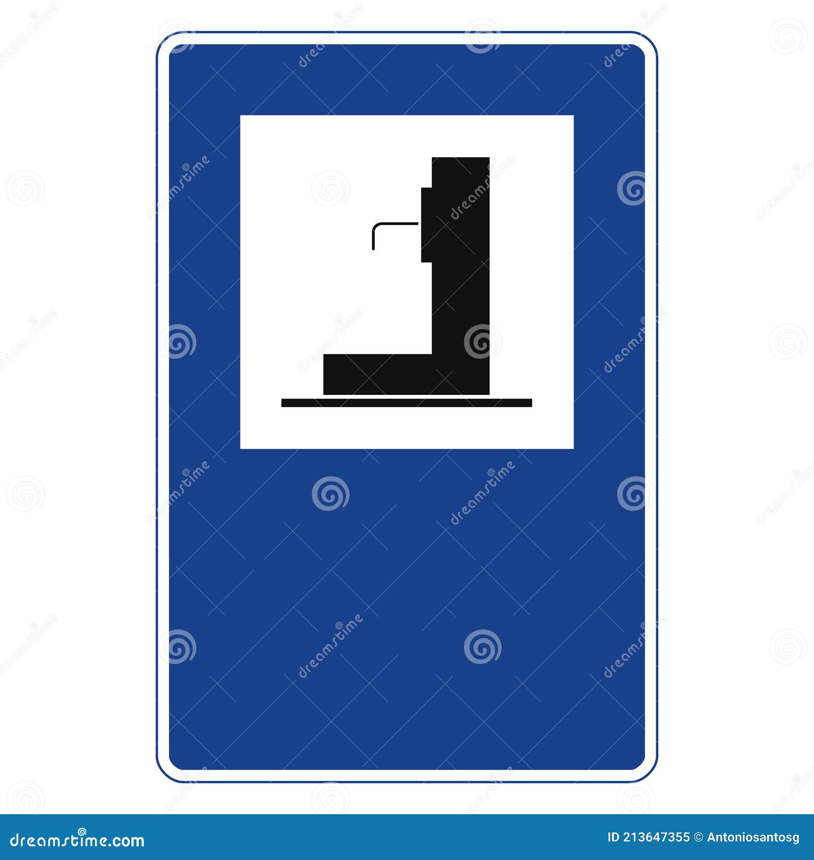 Rectangular Traffic Signal in Blue and White, Isolated on White ...