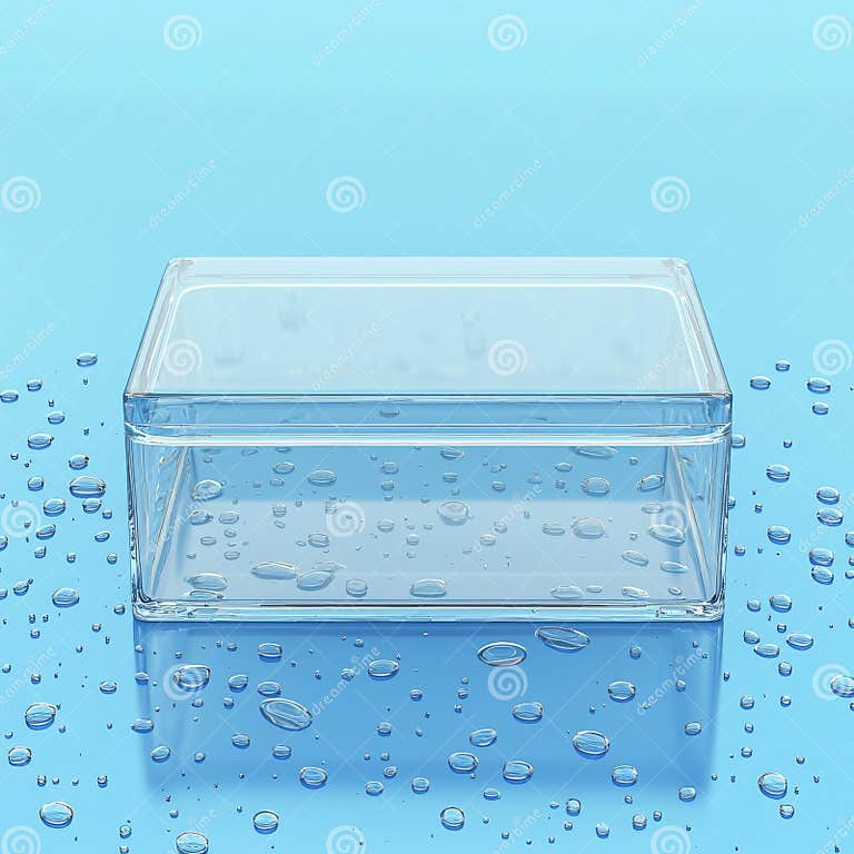 Rectangular Transparent Container with Water Drops on Its Smooth ...