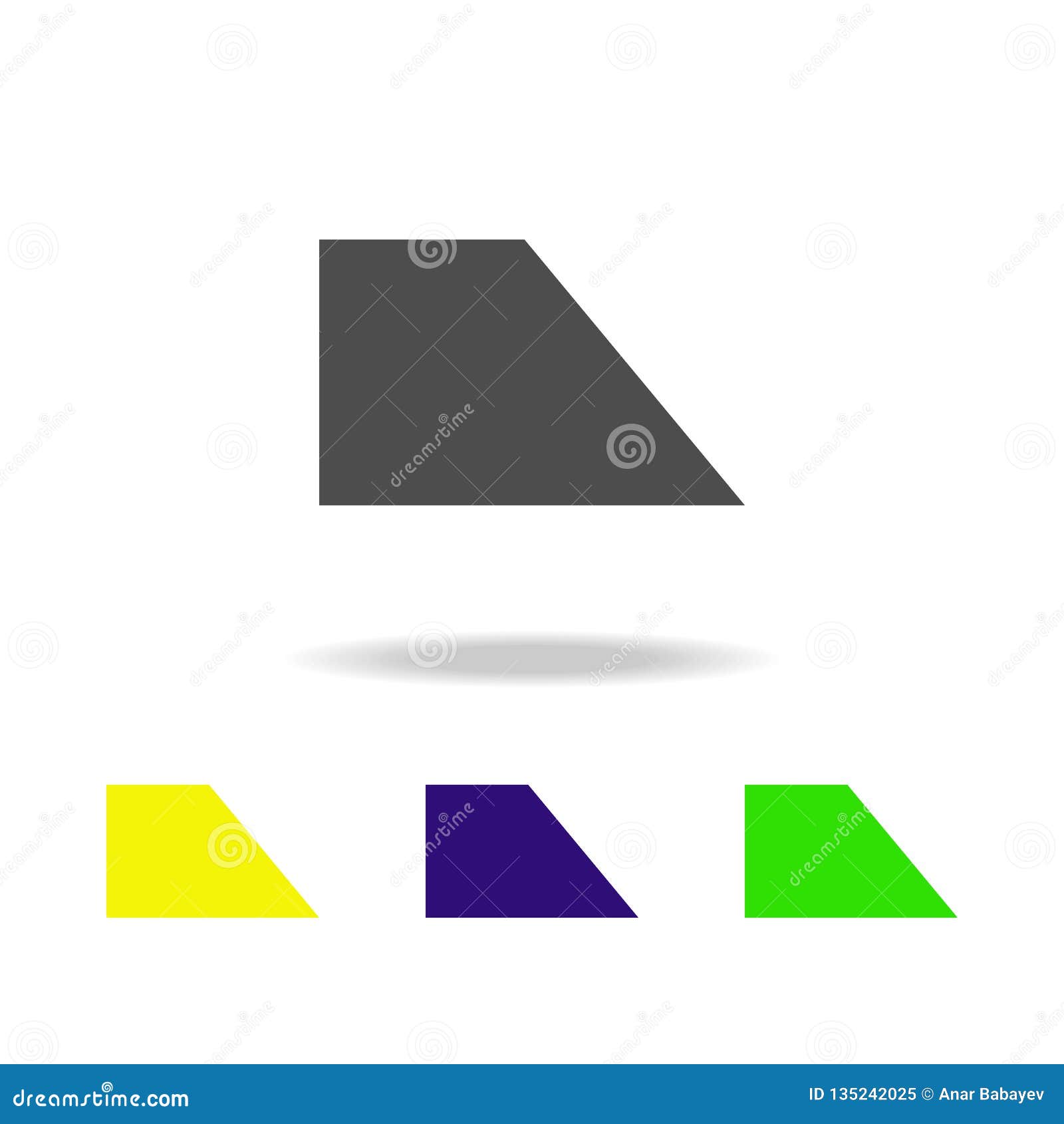 Rectangular Trapezoid Colored Icons. Elements of Geometric Figure ...