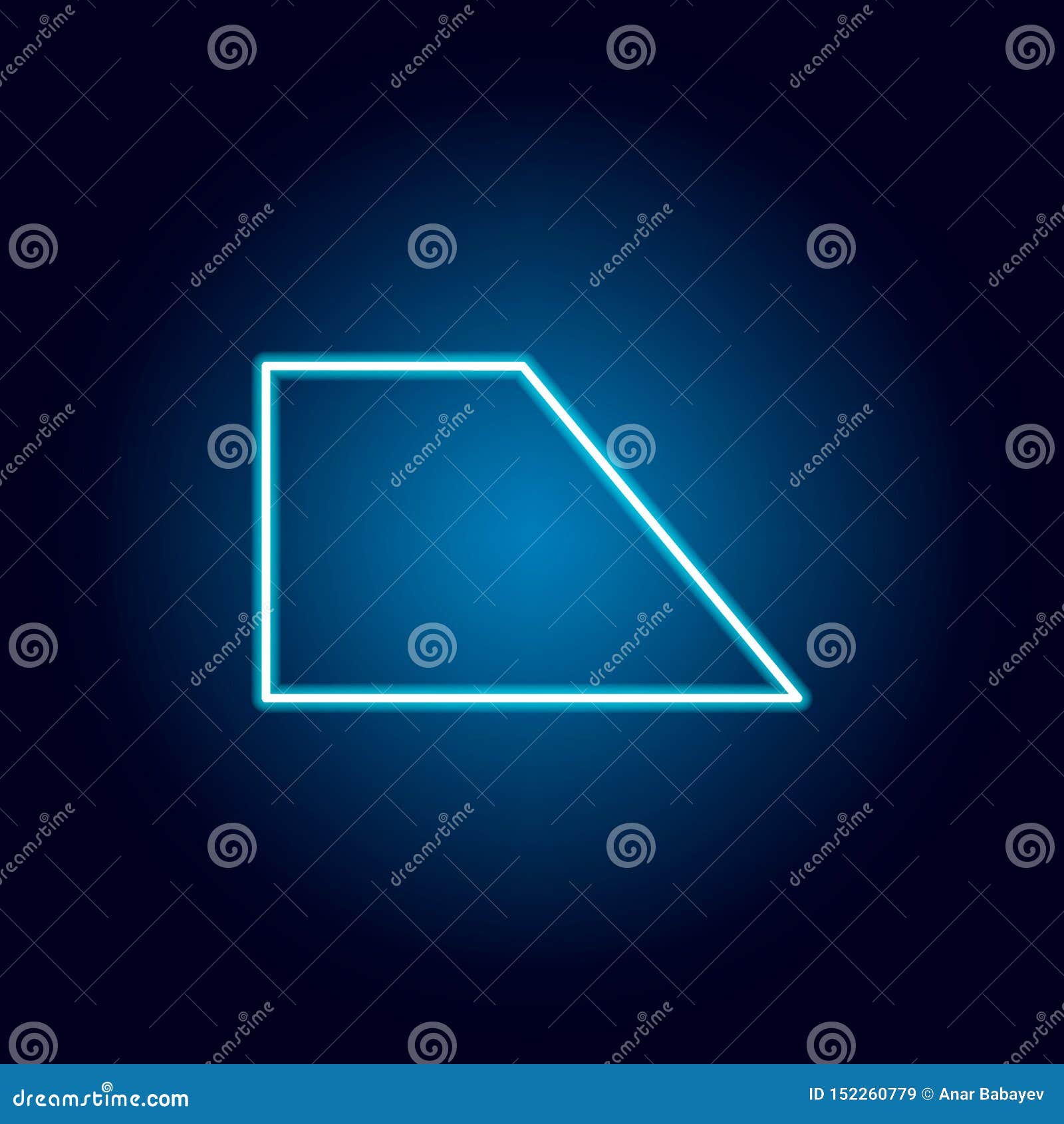 Rectangular Trapezoid Icon in Neon Style. Geometric Figure Element for ...