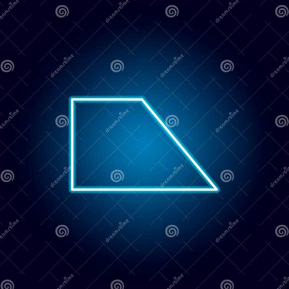 Rectangular Trapezoid Icon in Neon Style. Geometric Figure Element for ...