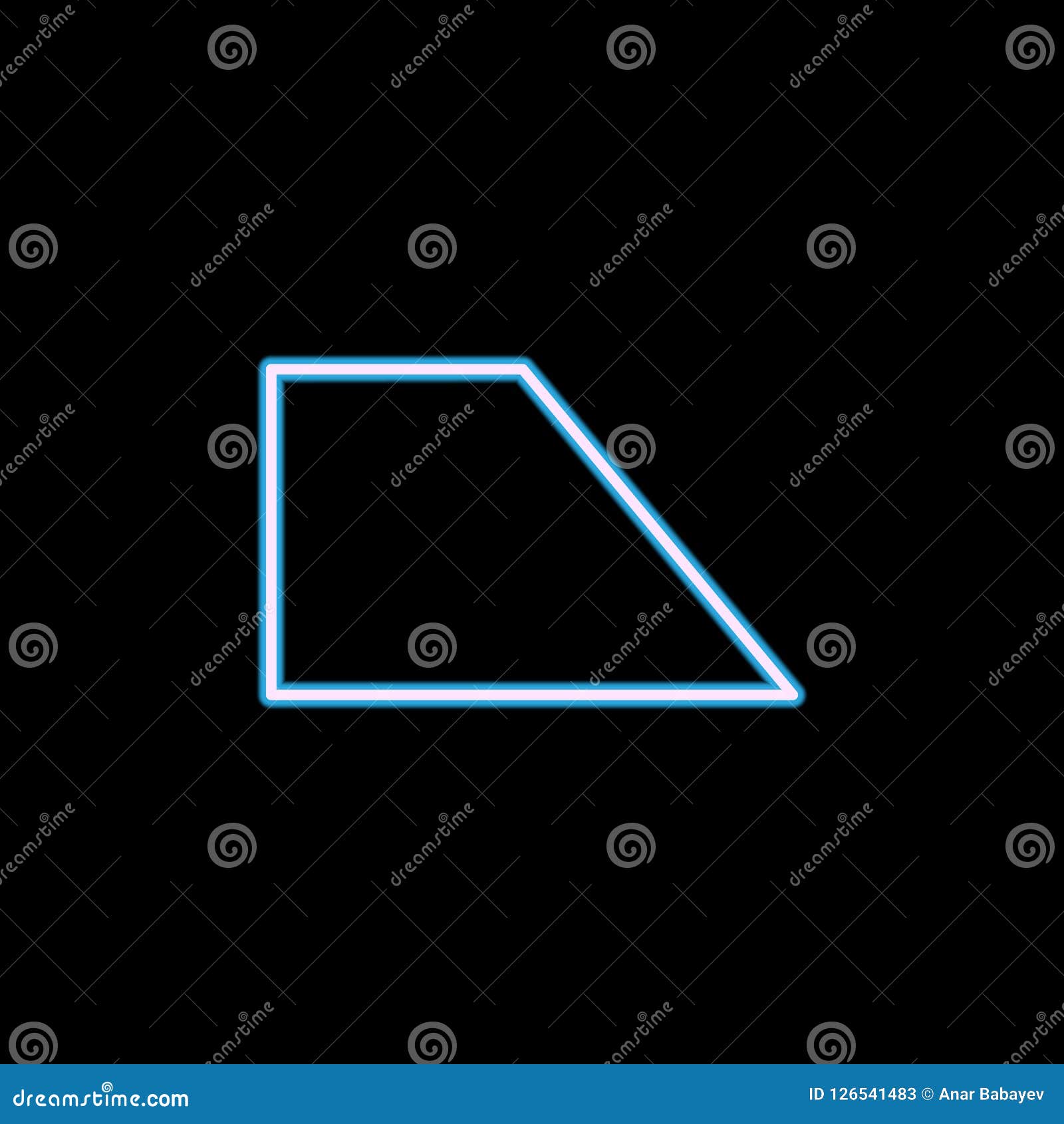 Rectangular Trapezoid Icon in Neon Style. One of Geometric Figure ...