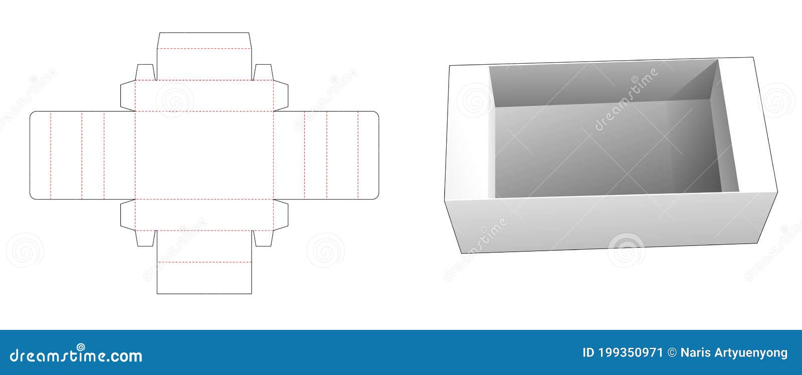 Rectangular Tray Die Cut Template Stock Vector - Illustration of cardboard, package: 199350971