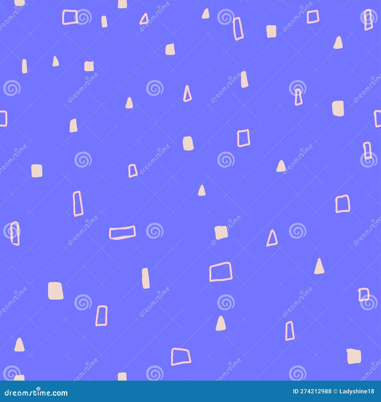 Rectangular and Triangular Shapes Hand Drawn Seamless Pattern.Abstract ...