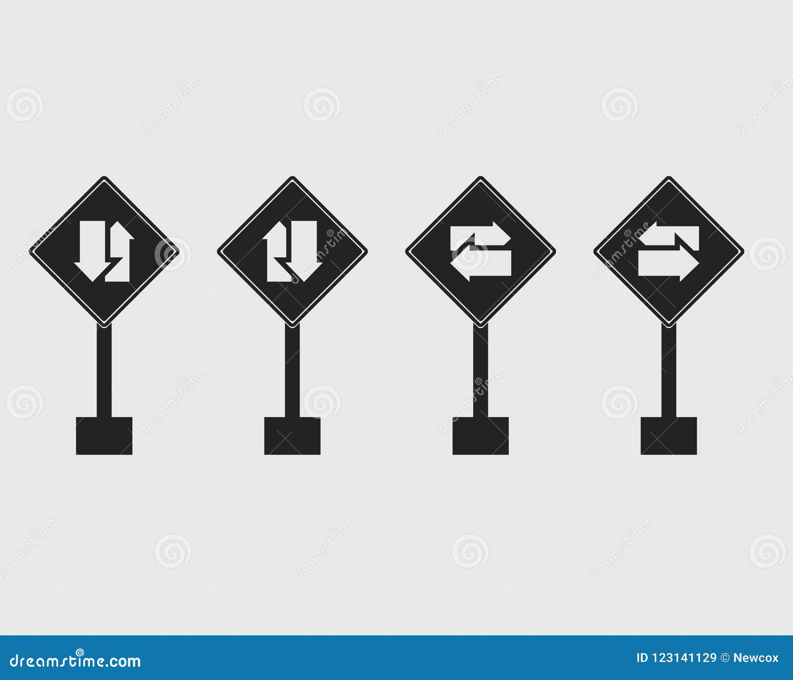 Rectangular Two Way Street Sign Icon with Gray Background. Stock Vector ...