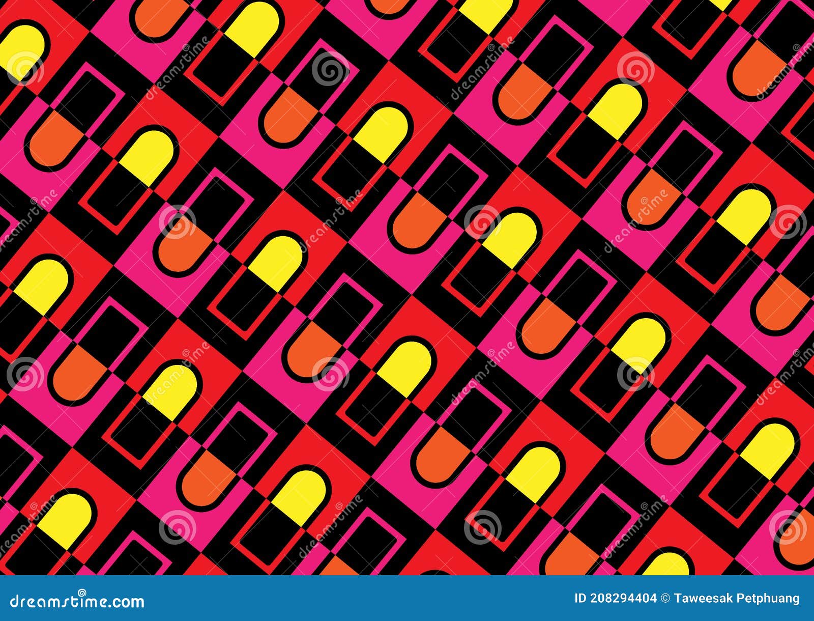 Rectangular and U-shaped Pattern on the Pink and Yellow Area Stock ...